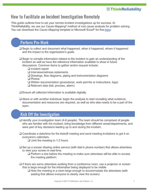 DIY: How to Facilitate an Incident Investigation Remotely